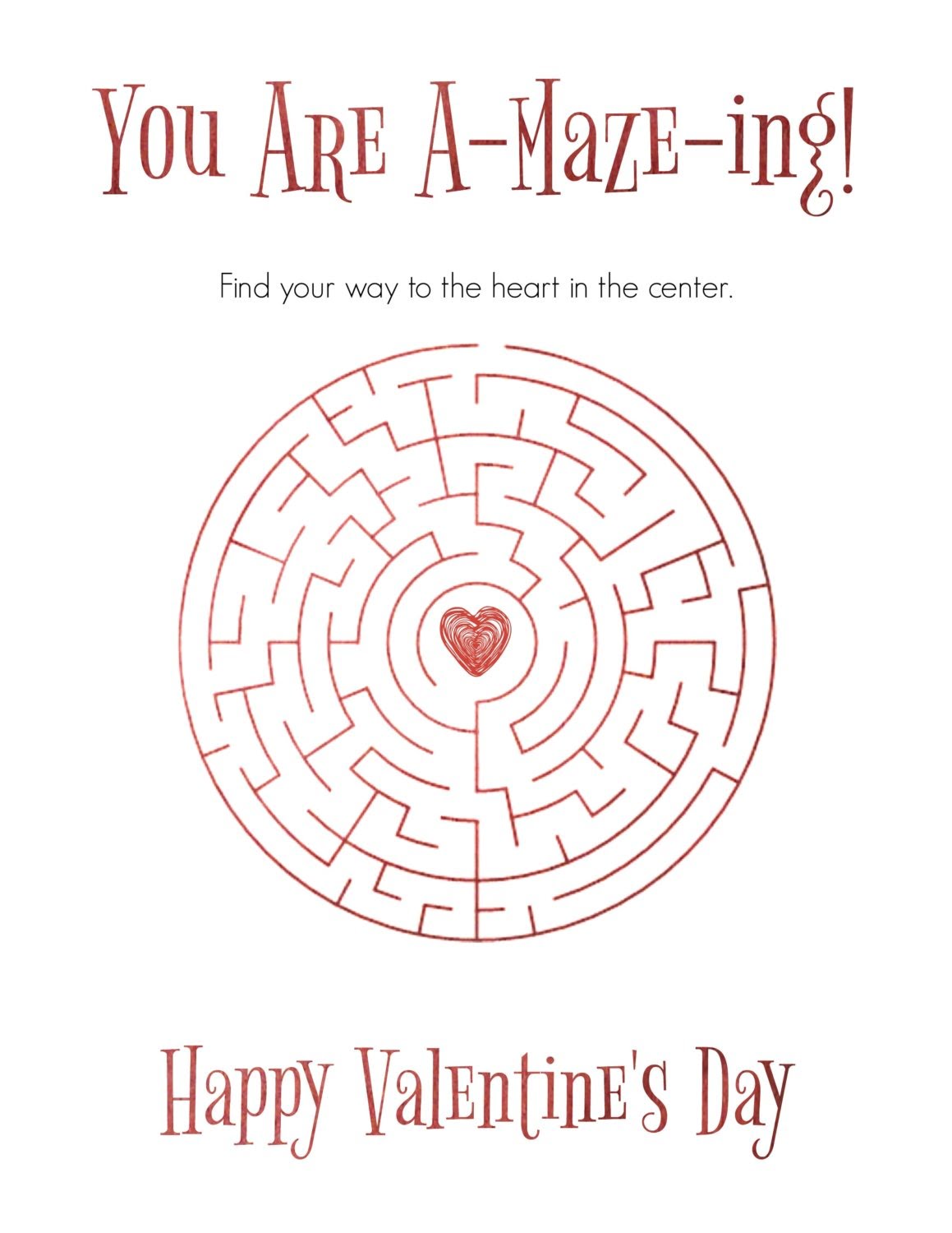 Printable Maze Valentines - Printable Mazes Free